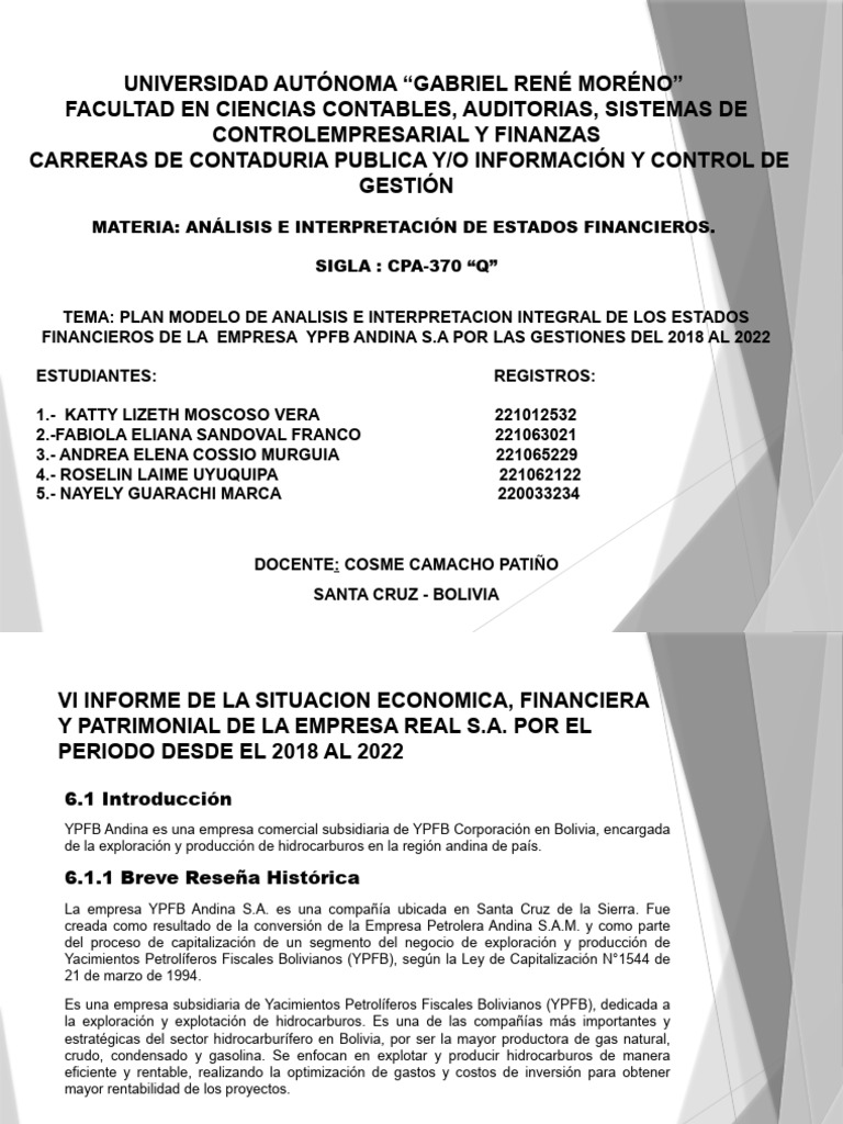 Ypfb Andina | PDF | Capital de trabajo | Petróleo