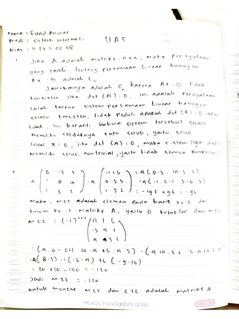 Uas Aljabar Linear | PDF