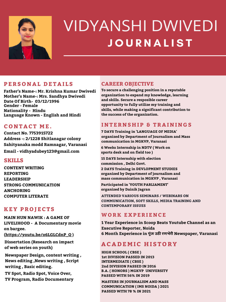 Resume Vidya Ns Hid Wived I | PDF | Journalism | Communication