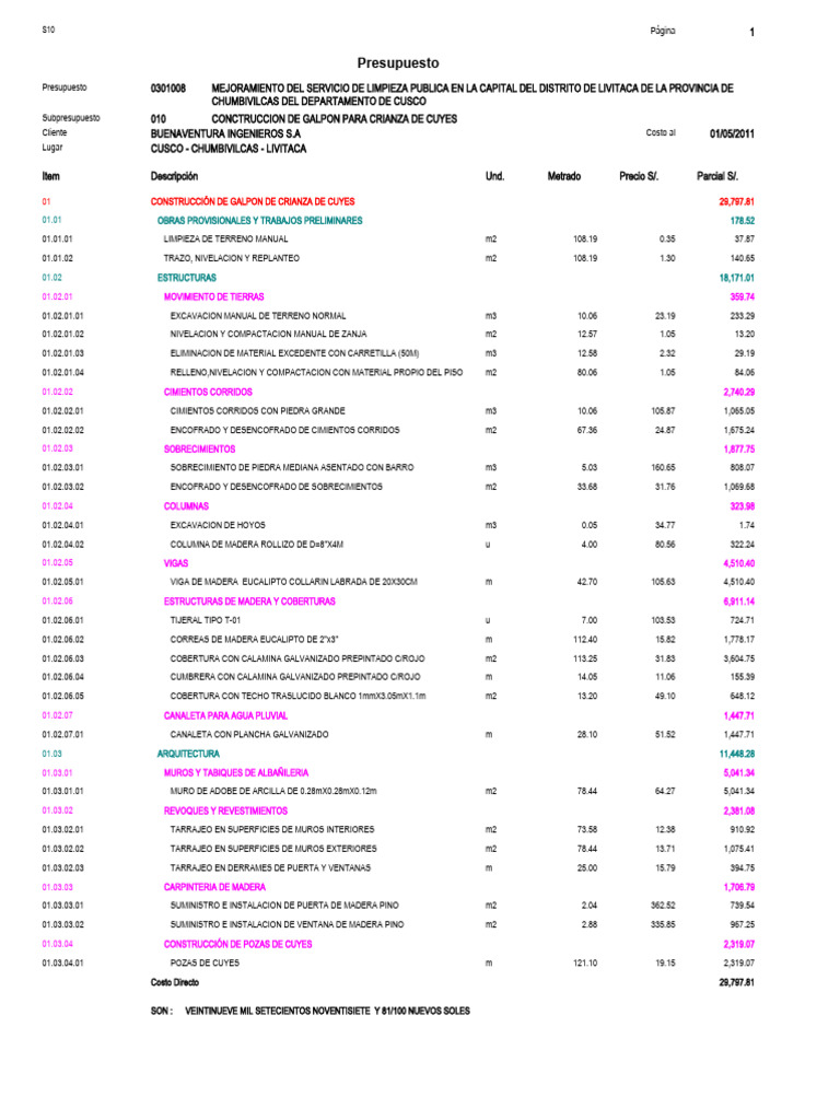 Presupuestocliente | PDF | Materiales | Ingeniería estructural