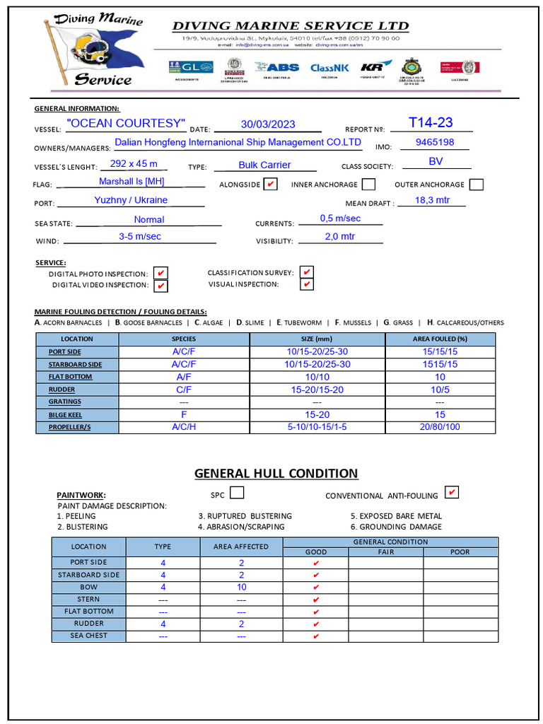 Т14-23 Ocean Courtesy (inspection) (scan) | PDF | Corrosion | Anode