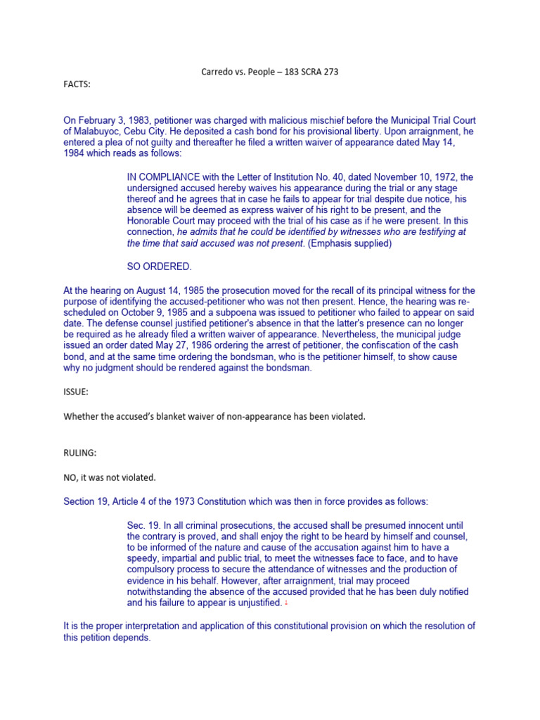 Carredo Vs People | PDF | Bail | Prosecutor