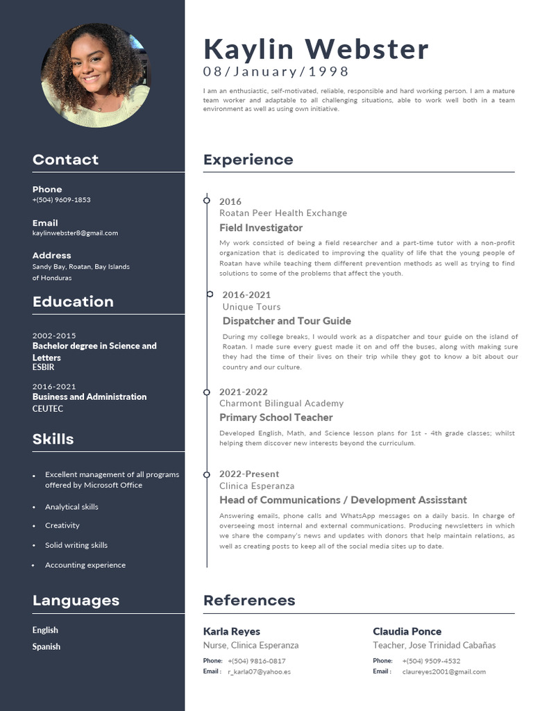Kaylin Webster CV | PDF | Teachers | Cognition