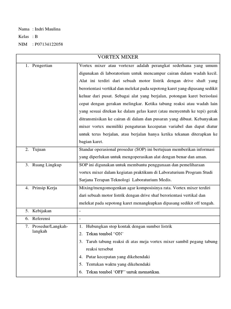 Prinsip Kerja Vortex Mixer di Laboratorium | PDF | Sains & Matematika