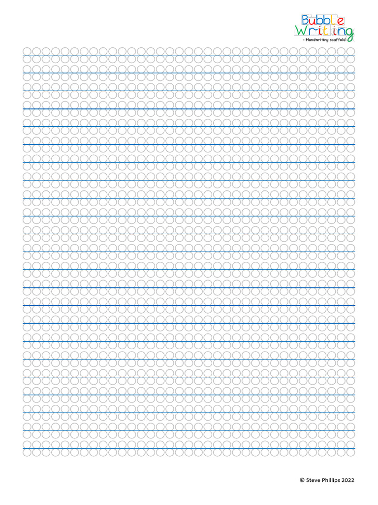 Bubble Writing Handwriting Scaffold Sheet LARGE | PDF