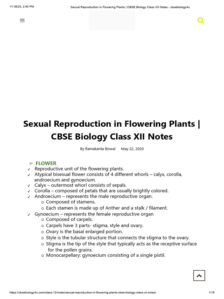 Sexual Reproduction in Flowering Plants _ CBSE Biology Class XII Notes ...