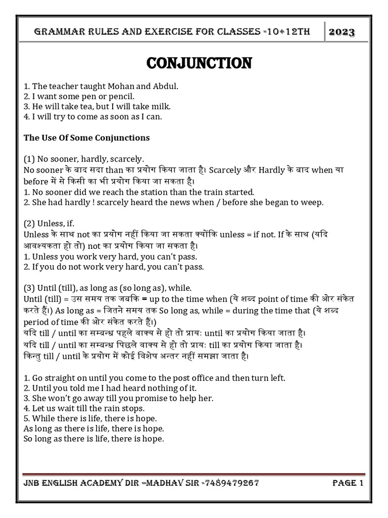 Grammar Rule +exercise For-10 +12 TH | PDF