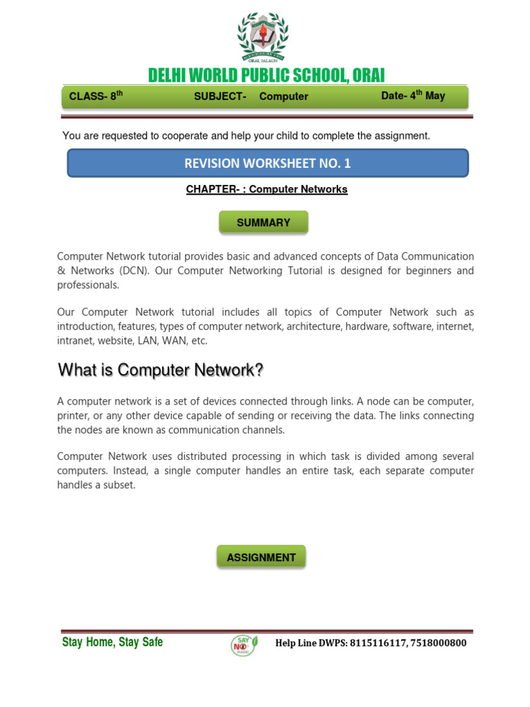 Worksheet Class 8th Networks PDF | PDF | Computer Network | Computer Data