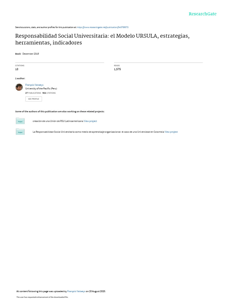 Ursula Modelo Responsabilidad Social Universitaria Rsu | PDF | Plan de estudios | Sustentabilidad