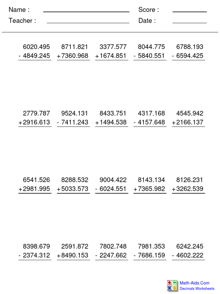 Mixed Decimals | PDF