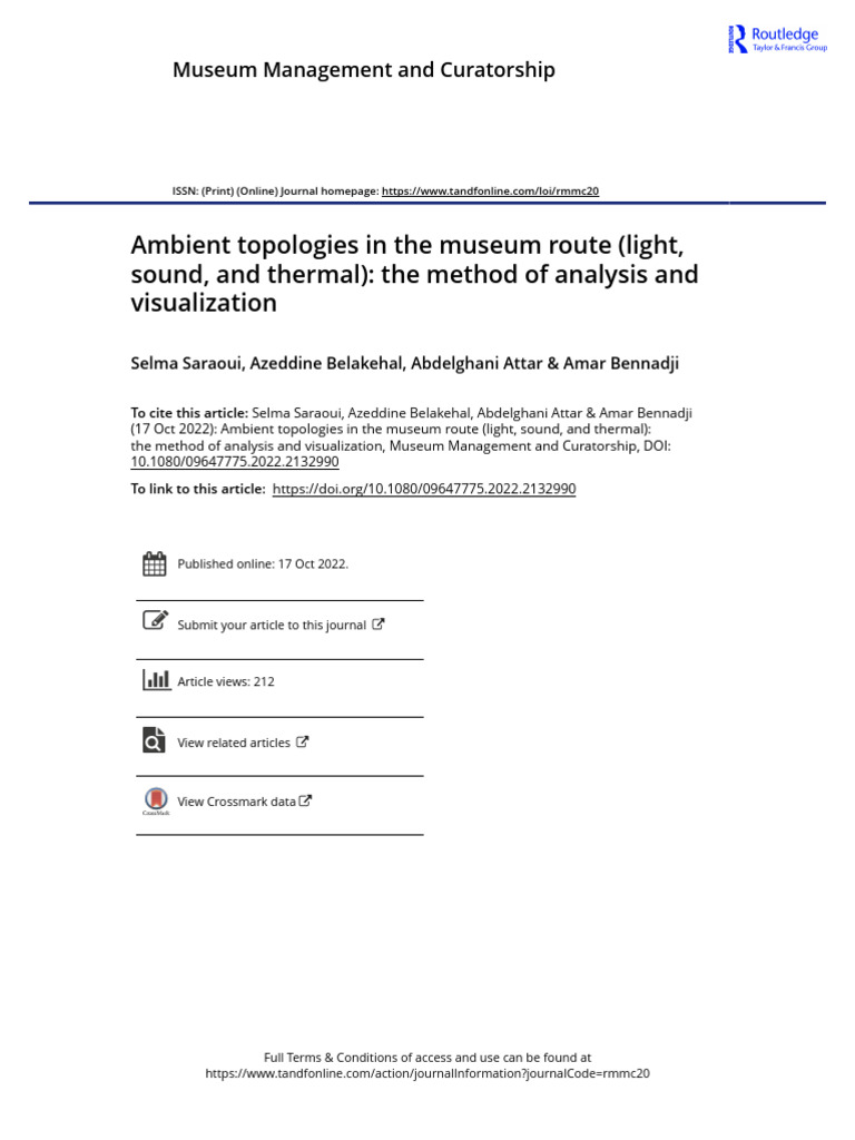Ambient Topologies in The Museum Route Light Sound and Thermal The Method of Analysis and ...