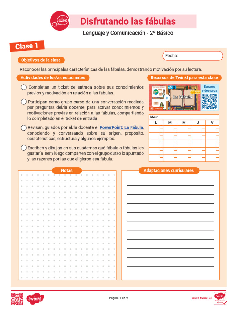 Planificación De Fábulas Para 2º Básico Pdf Comprensión Lectora