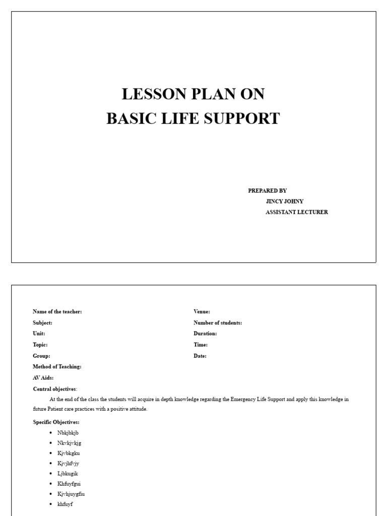 BLS - Lesson Plan | PDF | Cardiopulmonary Resuscitation | Human ...