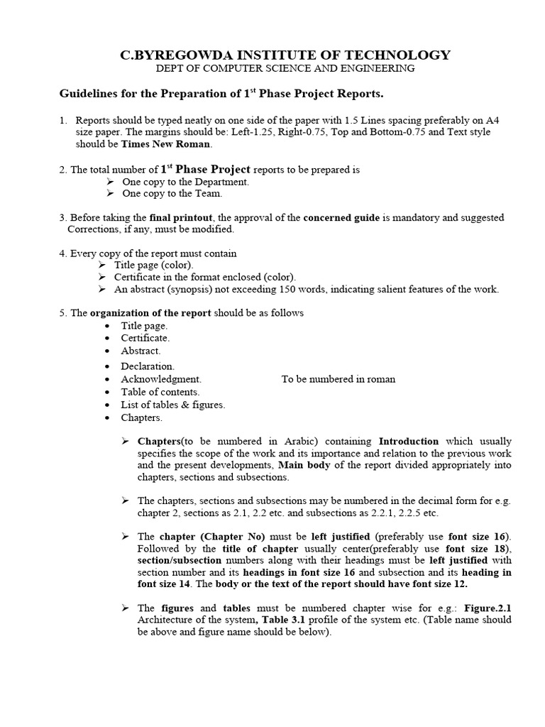 Guidelines for Project Report Preparation | PDF | Abstract (Summary) | Printing