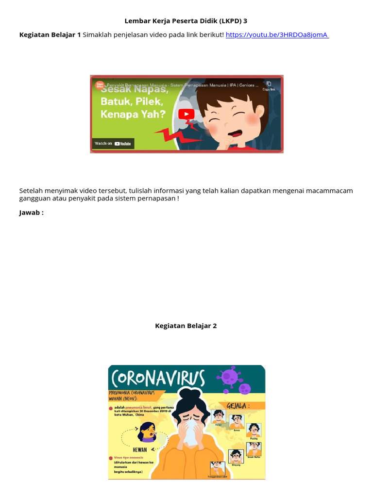 LKPD 3 Sistem Pernafasan - Docx 20231002 175029 0000 | PDF