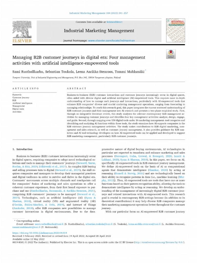 Managing B2B Customer Journeys in Digital Era - Four Management ...