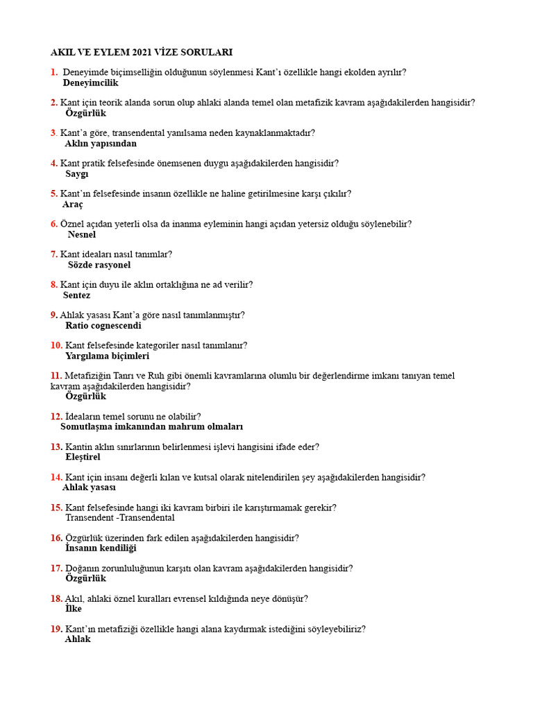 Akil Ve Eylem Auzef | PDF