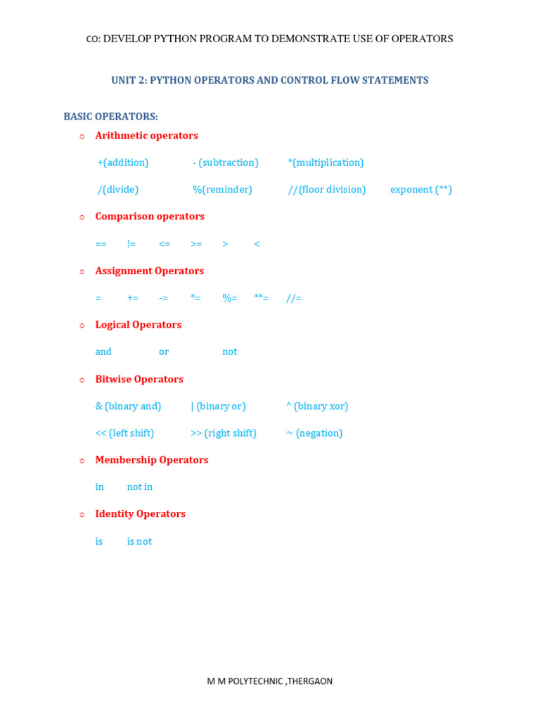 Unit 2 1 | PDF | Control Flow | Multiplication
