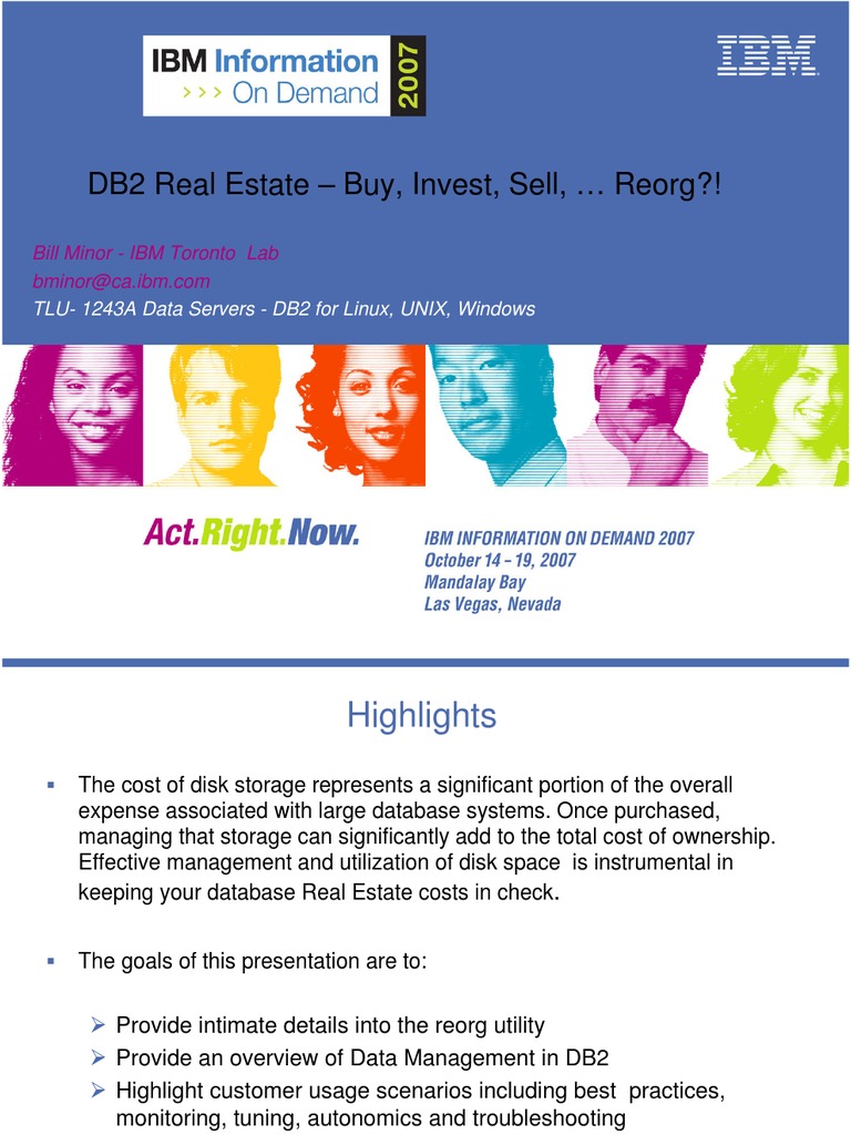 Reorg, DMS, HWM, Log Space Consumption | PDF | Database Index | Ibm Db2