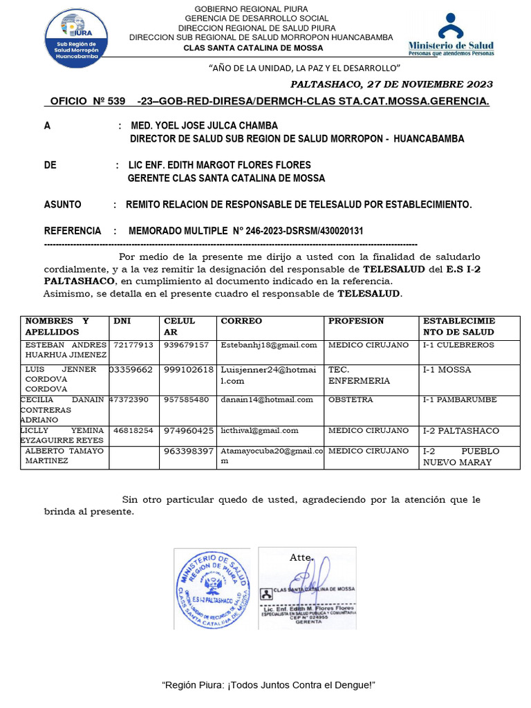 Oficio 539-2023 Clas Sta Cat Mossa | PDF