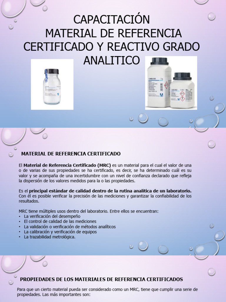 Material de Referencia Certificado (MRC) | PDF | Reactivo | Laboratorios