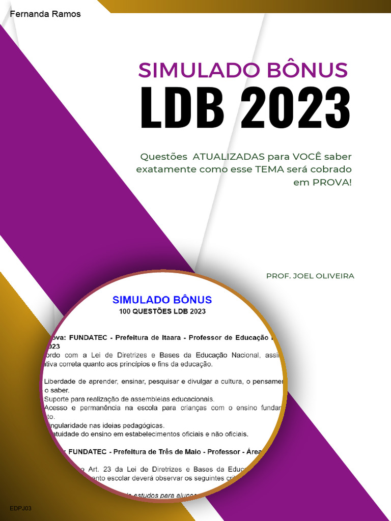 Simulado Bônus - 100 Questões LDB 2023 - Watermark | PDF | Pré-escola | Pedagogia