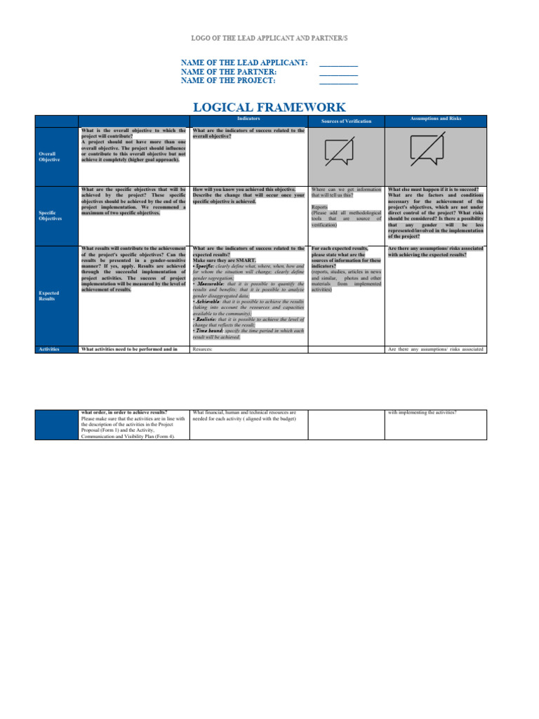Form 3 Logical Framework | PDF | Risk | Gender