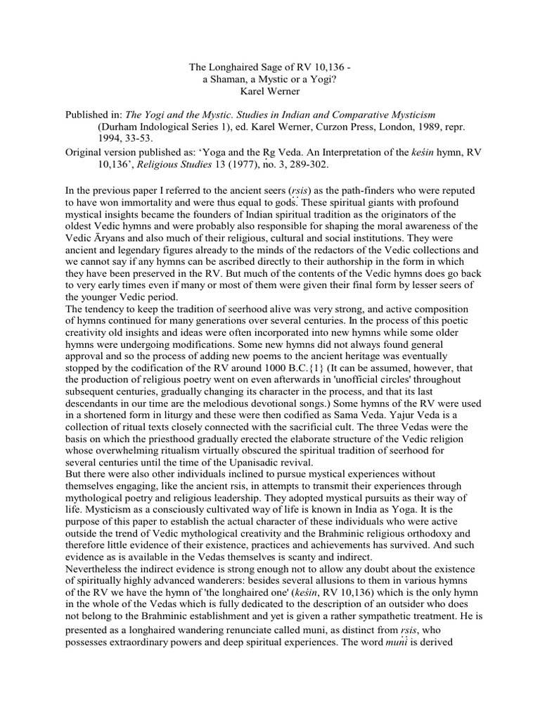 Yoga and The RG Veda An Interpretation o | PDF | Yoga | Vedas