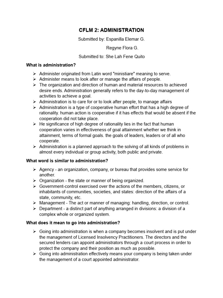 CFLM 2 Administration | PDF | Governance | Public Administration