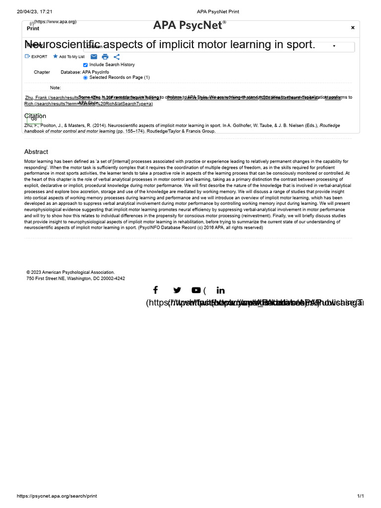 APA PsycNet Print | PDF | Learning | Memory