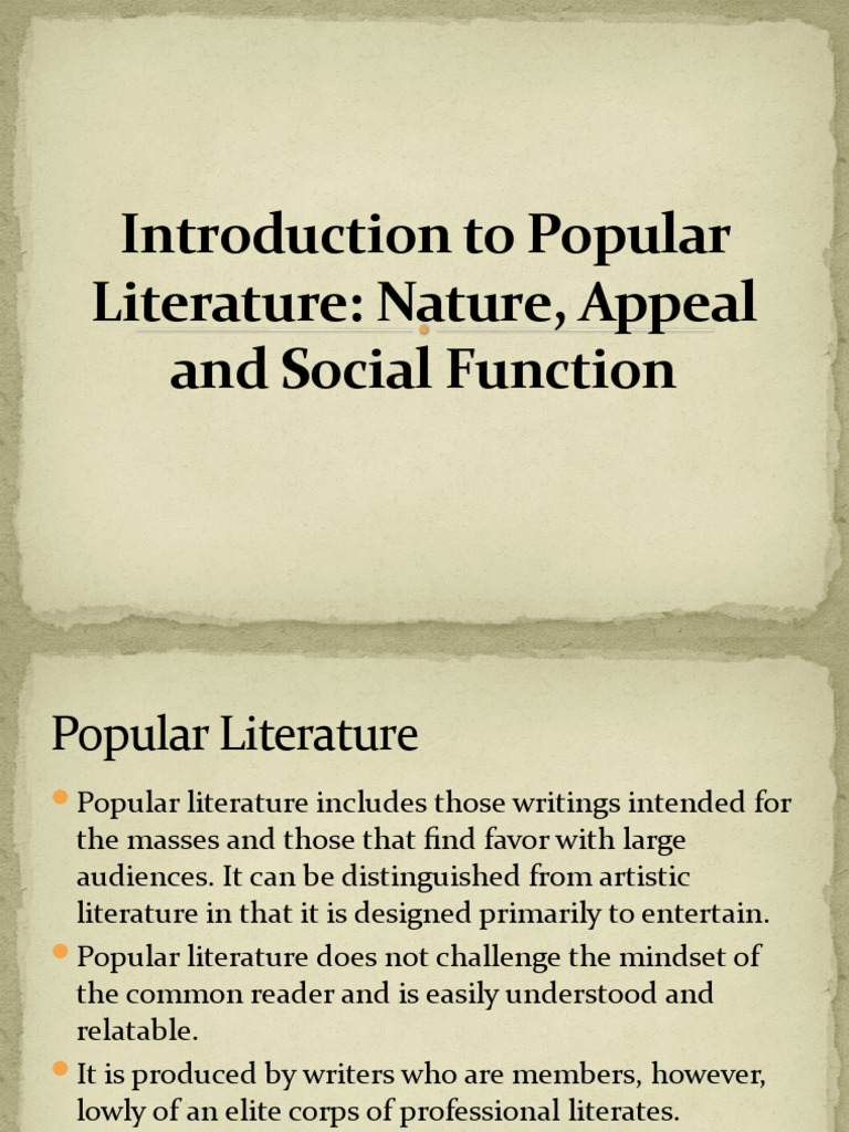 Introduction To Popular Literature | PDF | Young Adult Fiction | Fantasy