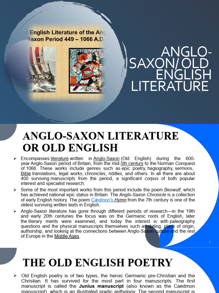 Anglo Saxon Literature | PDF | Beowulf | Medieval Literature
