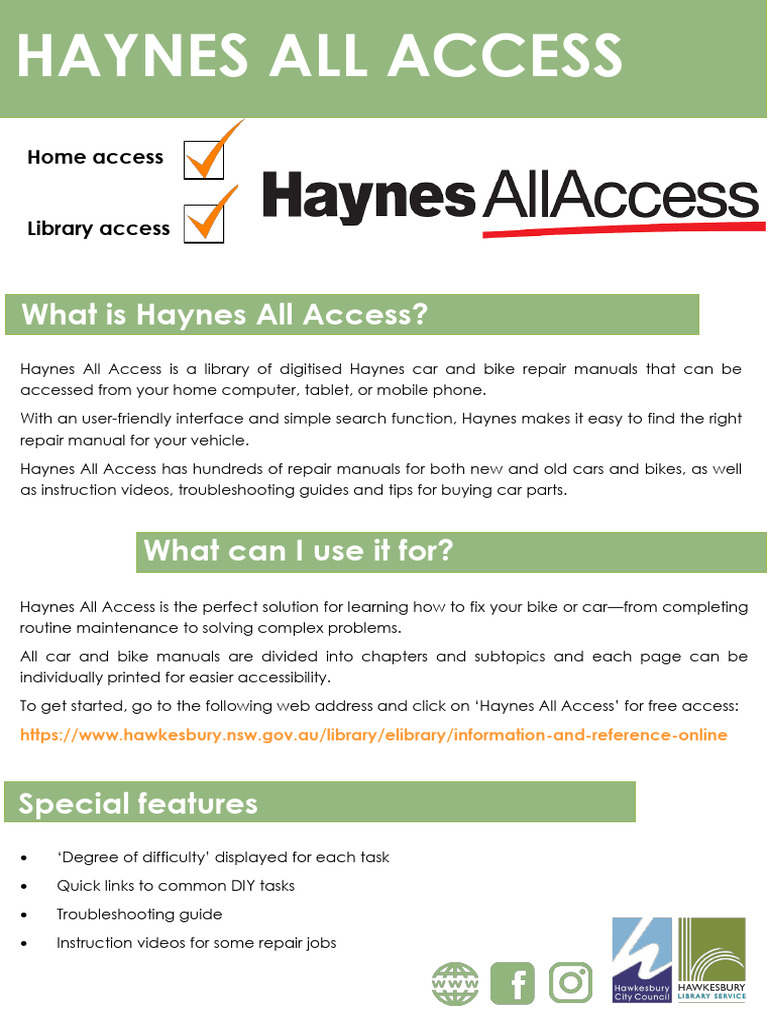 Haynes All Access Fact Sheet | PDF