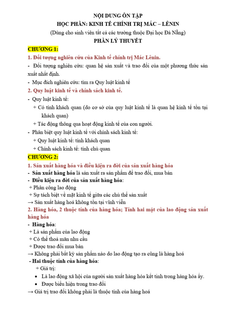 ND ôn tập KTCT | PDF