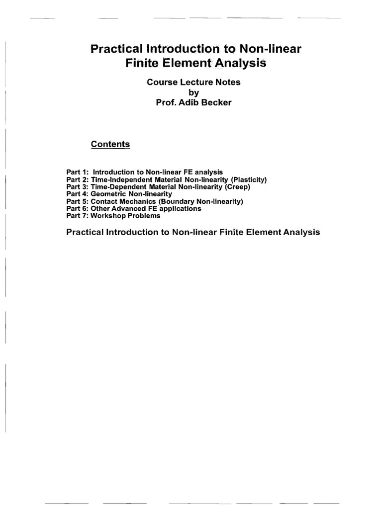Practical Introduction To Non-Linear FEA | PDF Practical Introduction To Non-Linear FEA | PDF