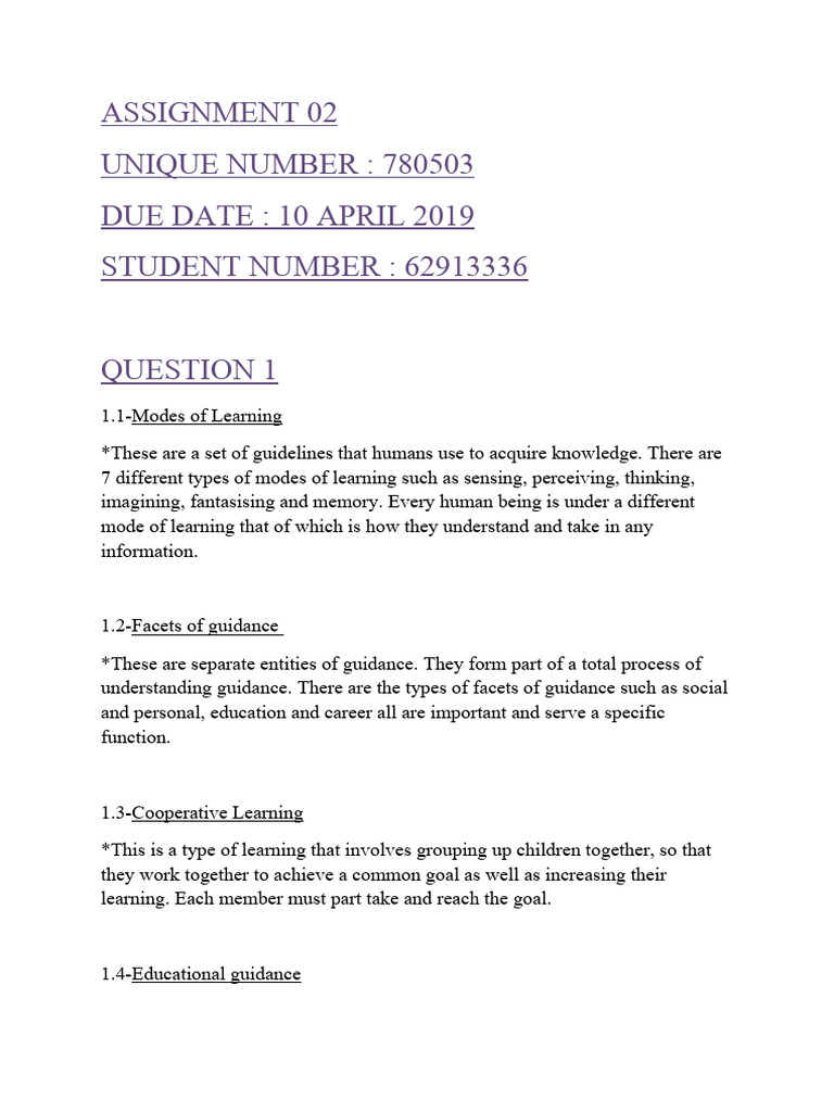 Guidance Coun Assignmnet 2 | PDF | Learning | Information