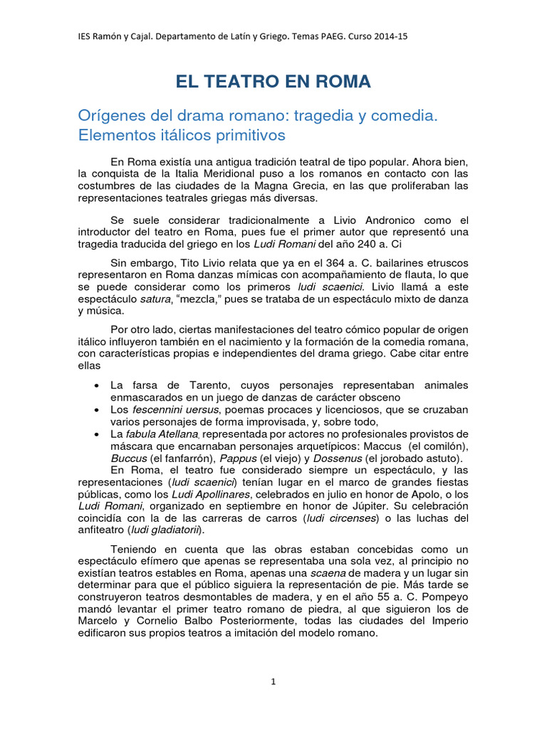 El Teatro en Roma Historiografa | PDF | Julio César | Tácito