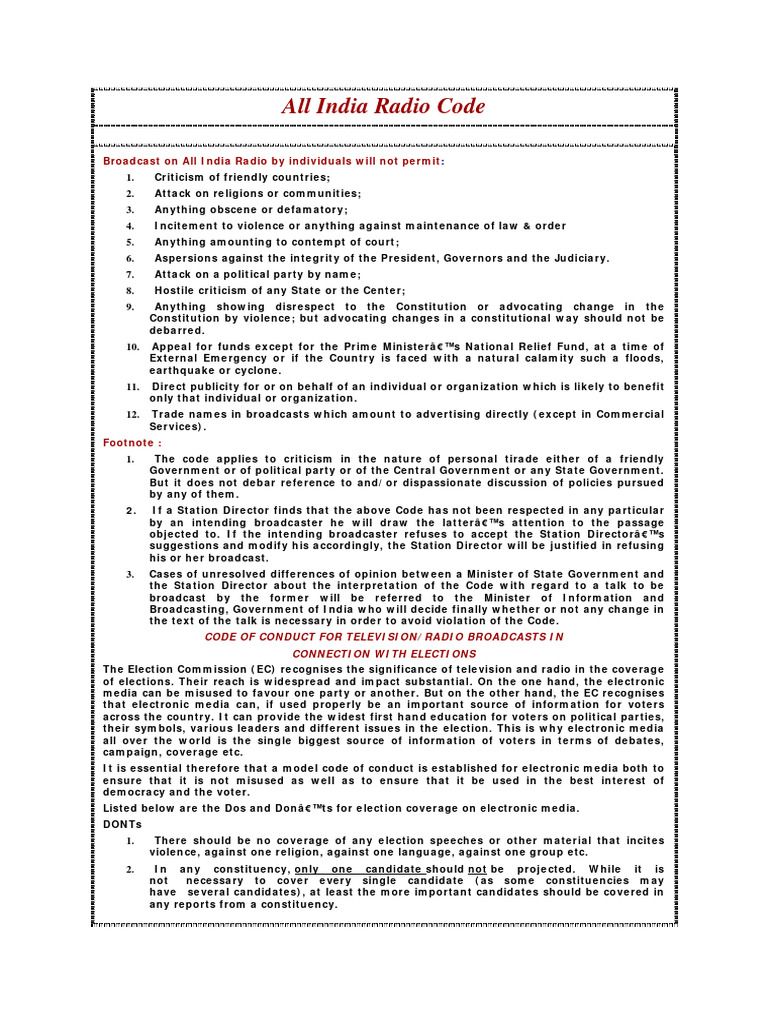 AIR Code | PDF | Elections | Government