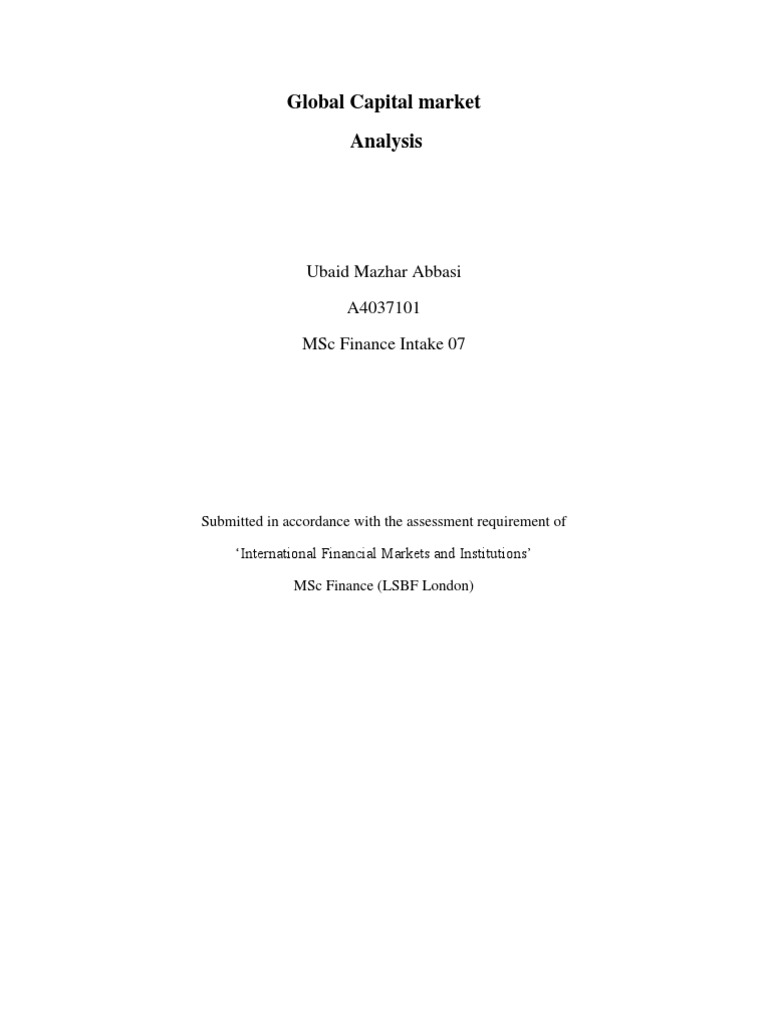 Global Capital Market Analysis | PDF | Financial Innovation | Capital ...