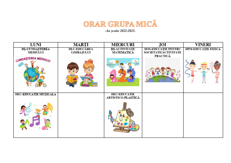 Orar Grupa Mică | PDF
