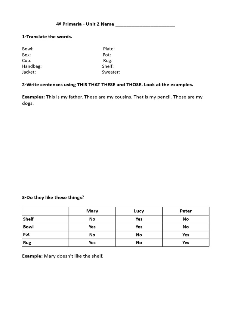 4th Grade Unit 2 Vocabulary & Sentences | PDF