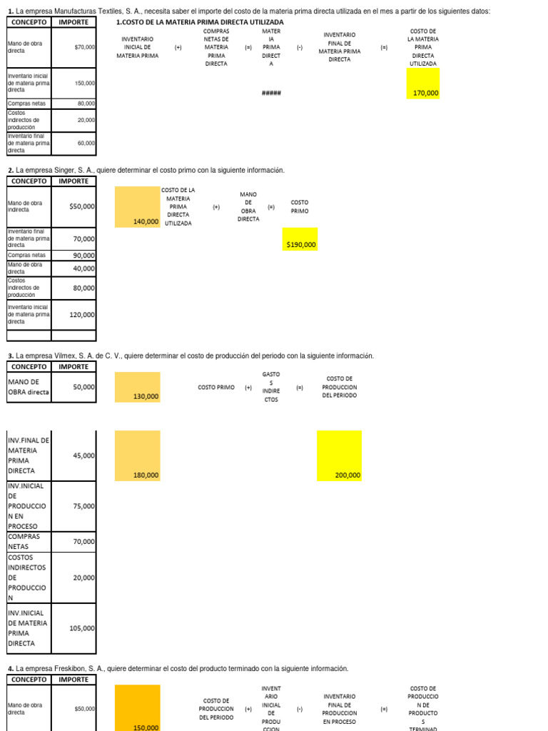 ejercicio costos | PDF