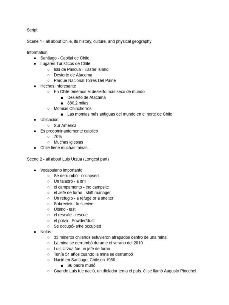 Shea Davis - Script For Spanish | PDF