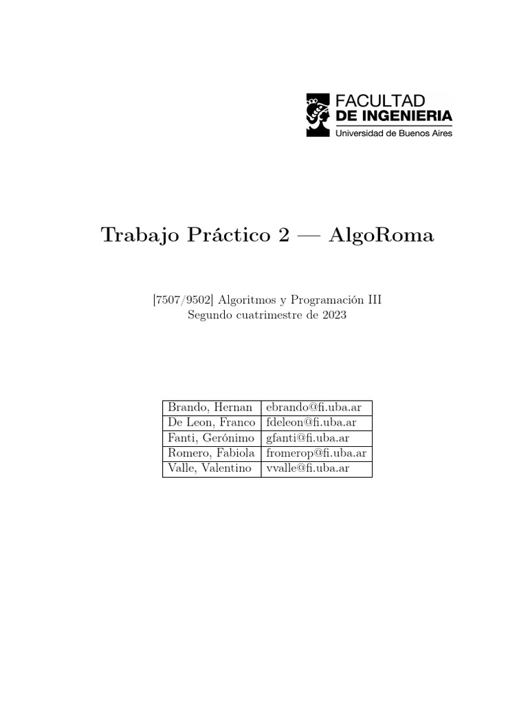 Grupo1 Informe TP2 Algoritmos y Programacion III | PDF | Algoritmos ... Grupo1 Informe TP2 Algoritmos y Programacion III | PDF | Algoritmos ...