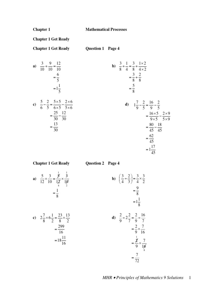 Pom9 Solutions Chapter 1 | PDF | Multiplication | Numbers