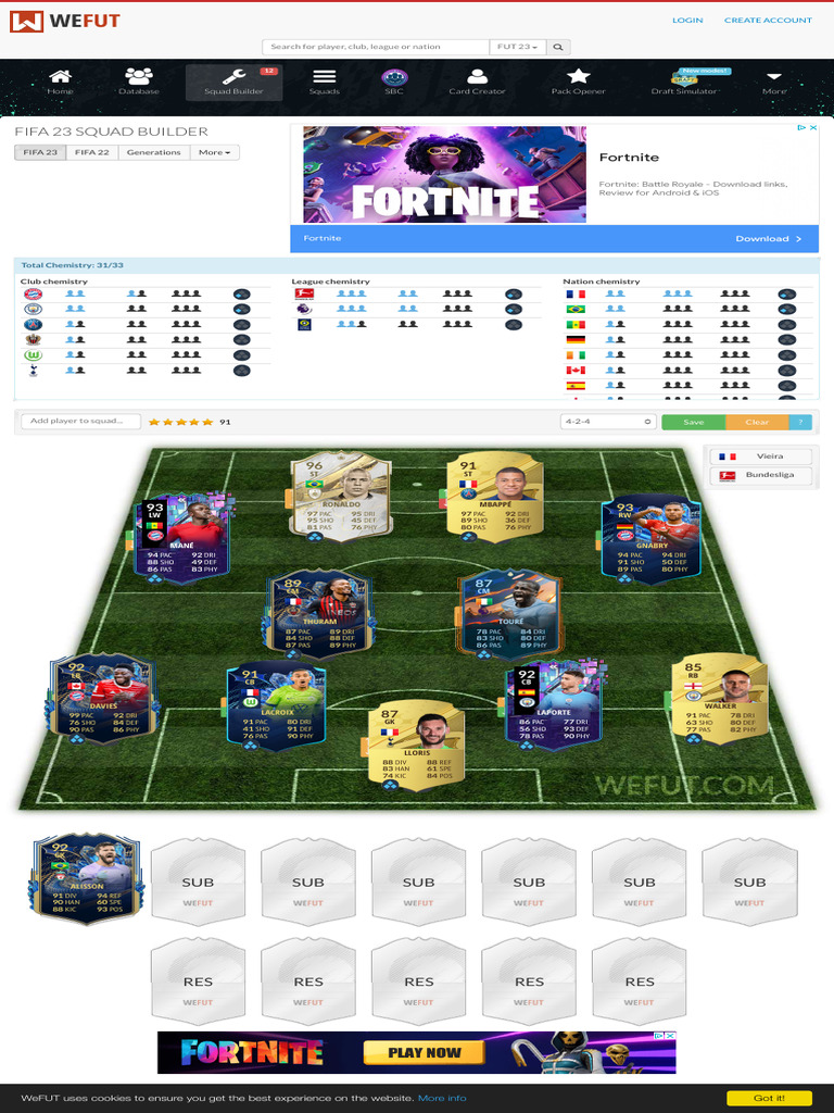 Squad Builder FIFA 23 Ultimate Team WeFUT | PDF