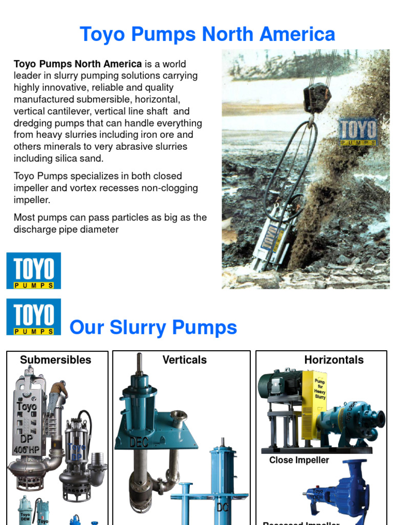 Toyo Pumps Product Overview PDF | PDF | Pump | Mining