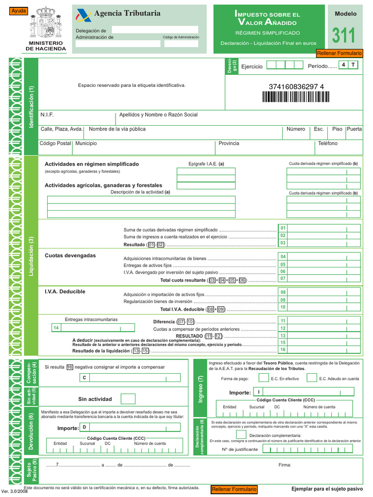 Mod 311 e | PDF | Transferencia bancaria | Impuestos
