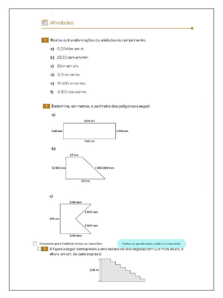 Medidas de Comprimento 7 Ano Parte 2 | PDF