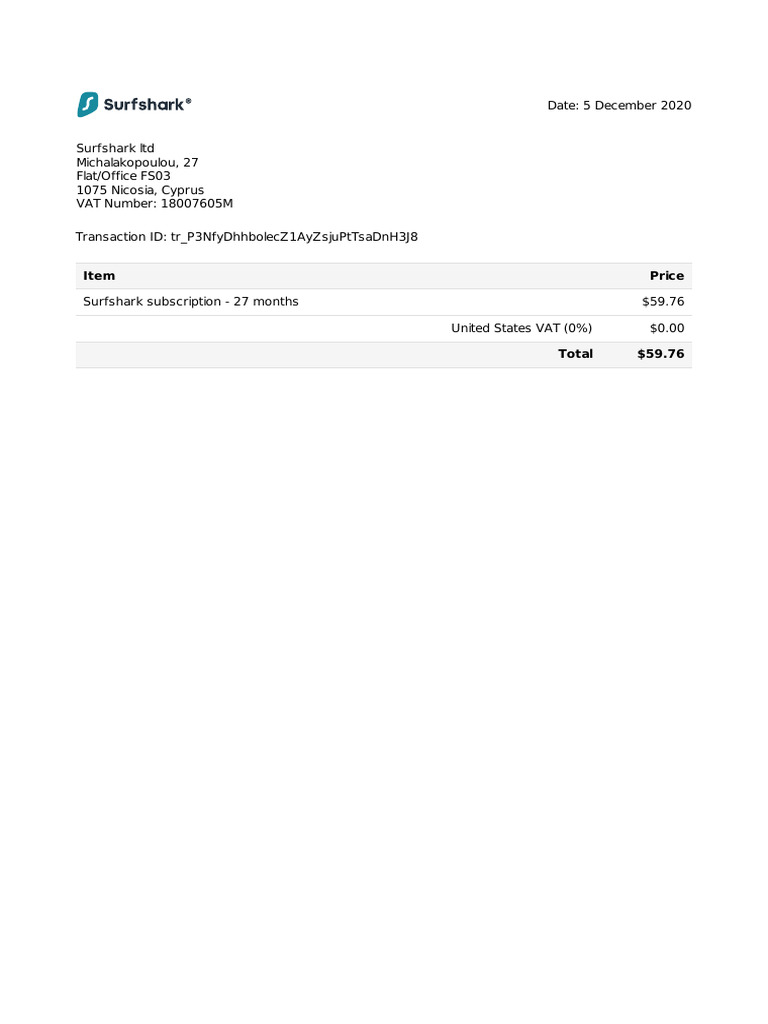 Surfshark Receipt | PDF